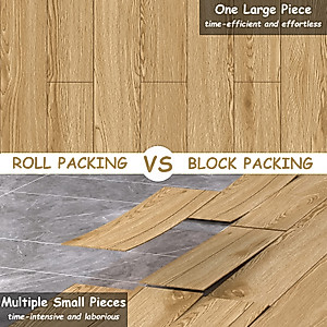 Freshtour Vinyl Flooring Roll, Wood Grain Peel and Stick Floor Tiles 23.6"x 118"/19 Sq.Ft, Wear-Resistant and Waterproof Vinyl Plank Flooring for Bedroom Living Room Kitchen RV Office, Nature Wood