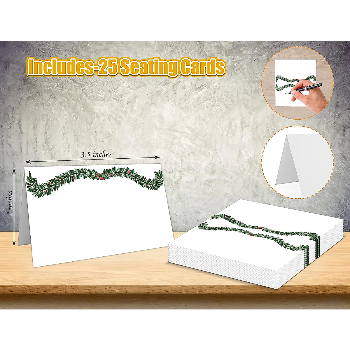 Christmas Party Seating Cards,Name Place Cards for Table Setting,Food Labels for Party Buffet,Place Cards for Weddings,Reserved Seating Signs,Tent Cards,Party Supplies,Set of 25 Seat Cards-Z6