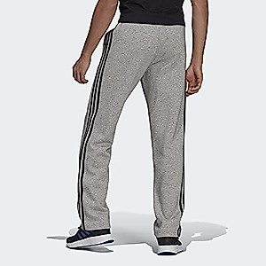 adidas Men's Essentials Fleece Open Hem 3-Stripes Pants, Medium Grey Heather, Small