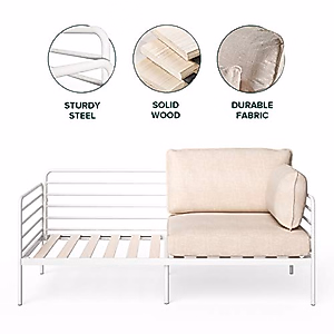ZINUS Ellen White Metal Loveseat, Steel Framework with Upholstered Cushions, Easy Assembly