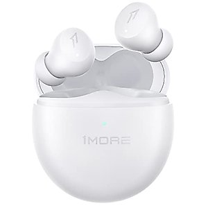 1MORE ComfoBuds Mini Hybrid Active Noise Cancelling Earbuds, in-Ear Headphones with Stereo Sound, Earbuds Wireless Bluetooth 5.2, Clear Calls, Wireless Charging, Soothing Sound, Waterproof, White