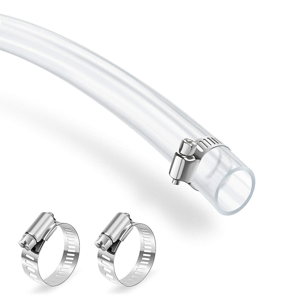 3/4" ID 1" OD Clear Vinyl Tubing - 25 Feet, 30 PSI, Flexible Plastic Tubing, BPA Free and Non-Toxic, Multipurpose Soft Tube Comes with 2 Hose Clamps