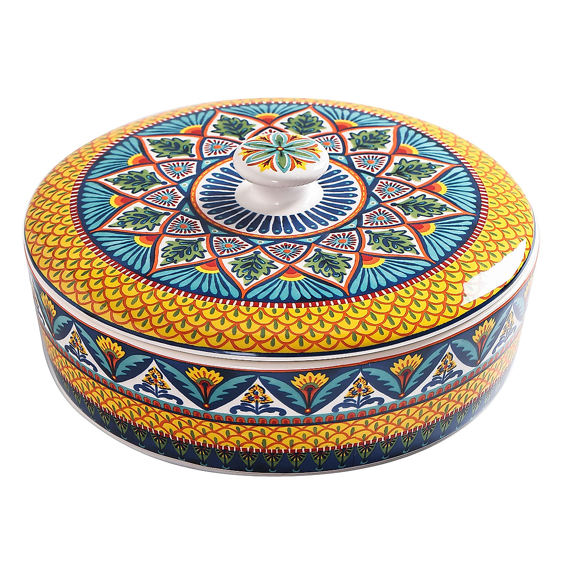 Bico Havana Ceramic 8.8 inch Tortilla Warmer, Tortilla Server with Lid, Taco Holder for Mexican Fiesta Party, Taco Tuesday, Microwave and Dishwasher Safe