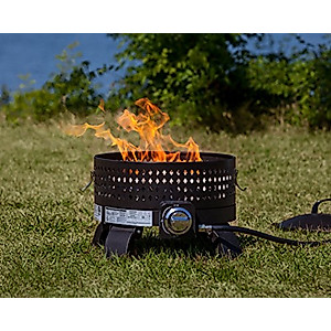 Fire Sense 62133 Sporty Campfire Portable Fire Pit LPG Gas 60,000 BTU Outdoor Firepit Includes Propane Stand Included - Dark Bronze - Round - 15"