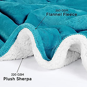 Utopia Bedding Sherpa Bed Blanket Throw Size Turquoise 480GSM Plush Blanket Fleece Reversible Blanket for Bed and Couch (60x50 Inches)