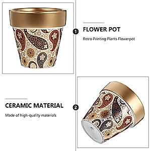 Happyyami Vintage Decor Vintage Ceramic Succulents Planter Flower Pot Pen Pencil Cup Brush Holder Desk Organizer Mini Candy Bowl Ashtray Bonsai Container for Home Garden Office Decor