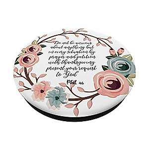 Christian Bible Verse Don't Be Anxious Pink Floral PopSockets Swappable PopGrip