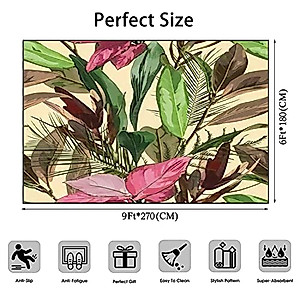 PeeNoke Floral Seamless Magnolia Branch Leucadendron Palm Leaves Leaves Area Rug Outdoor Patio Rug Play Mat Floor Mat Modern Carpet Non-Slip Home Decor Living Room Bedroom Nursery, 6x9 ft