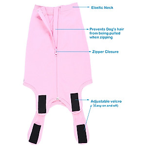 Caslfuca Dog Surgery Recovery Suit - After Spay, Abdominal Wounds Post Surgical Recovery, Anti Licking Breathable Dog Onesies for Small, Medium & Large Pet, Alternative Bandages Cone E-Collar