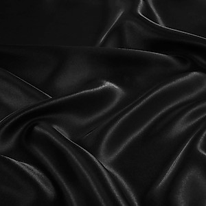 TREELY 6 Piece Satin Sheets Queen Size Silky Smooth Black Satin Sheet Set with Deep Pocket, Satin Fitted Sheet, Flat Sheet, 4 Satin Pillowcase