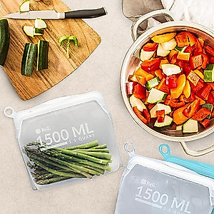 Reli. Reusable Silicone Bags (2 Pack) | Gallon (1500 ml), Clear | Silicone Freezer Bags for Food Storage| Reusable Food Storage Bags for Food, Meal Prep, Storage | Dishwasher/Freezer Safe