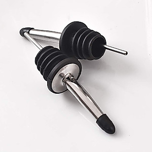 Newk Stainless Steel Pourers, 12 Pack Classic Bottle Pourers Tapered Spout with Rubber Caps, Suitable for Pours Liquor, Vinegar, Syrup or Olive Oils(12 Bottle Pourers+12 Dust Covers)