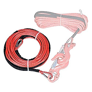 Astra Depot Red ATV UTV Synthetic Rope Extension 50ft 7500lbs Winch Line Cable with Thimbles