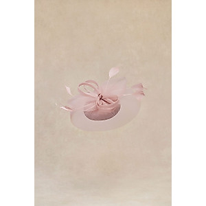 BABEYOND Women's Fascinator Hat Kentucky Hat Feather Derby Fascinator Tea Party Hat for Cocktail Wedding Nude Pink