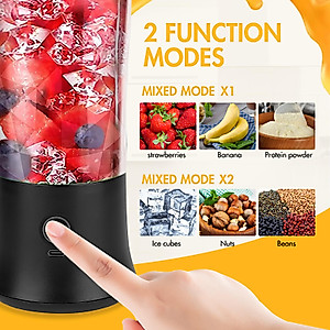 Portable Blender, 21Oz/600ML Mini Personal Juicer for Shakes and Smoothies, USB Rechargeable Juicer Mixer Blender With 6 Blades, Multi-Function Juice Cup for Home Office Gym Sports and Travel (Black)