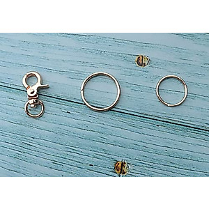 Ruwado 5 Pcs Dog Tag Clips with 5 Pcs 3/4 Inch Keychain 5 Pcs 1 Inch Keychain Gold Metal Dog Tag Rings for Pet Kitten Cat Collars ID Holder Harnesses