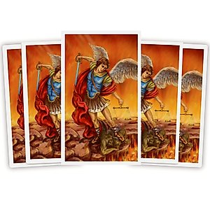 St Michael The Archangel Holy Prayer Cards, Laminated Cardstock with Scripture of Protection, Inspirational Christian Gifts, Pack of 5, 2.25 x 3.75 Inches