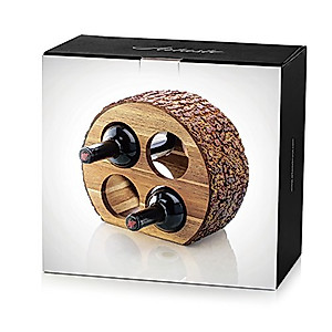 Artaste 48537 Acacia Wood Countertop Wine Rack with Natural Bark, 4-Bottles