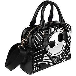 High-grade PU Leather Women Shoulder Handbag Crossbody Bags with Jack Skellington Pattern