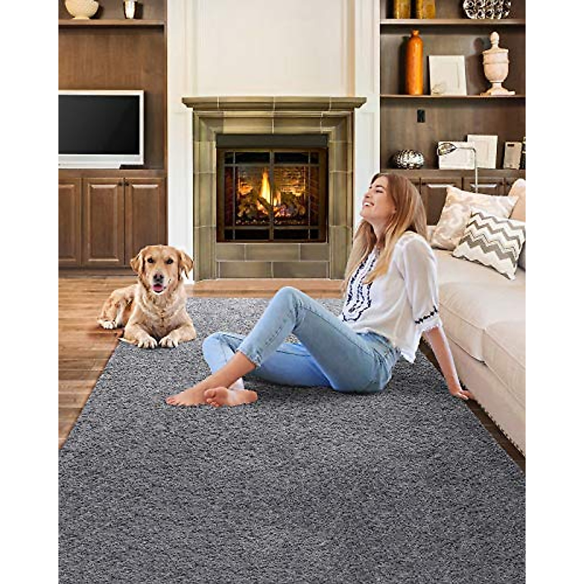 DEXI 5'x7'Area Rugs Non-Shedding Living Room Carpets for Children Bedroom Home Decor,5x7 feet Dark Grey