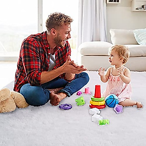 Flagover Super Soft Area Rugs Carpets, Fluffy Shaggy 5x8 White Rugs for Living Room Bedroom Girls Kids Room Furry Plush Carpets New Upgraded Fuzzy Bedside Rugs Fuzzy Home Dorm Decor Floor Mats