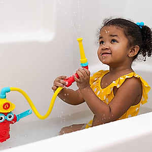 Yookidoo Baby Bath Toddler Toys (Ages 3+) - Ready Freddy Spray ‘N’ Sprinkle Fire Hydrant Bathtime Toy - Includes Hose, Spray Nozzle, Wheel, & Water Gauge - Attach to Any Bath Tub or Shower - Mold Free