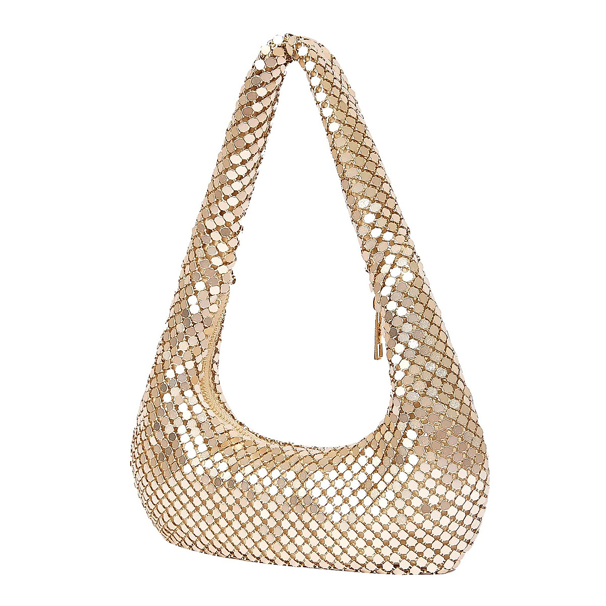 Fahion Designer Gold Evening Bag for Women Hobo Bag Cute Small Purses Trendy Purses (Gold)