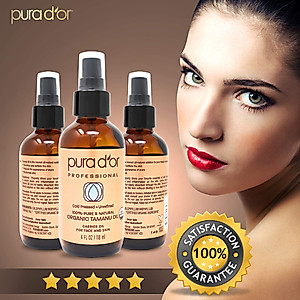 PURA D'OR 4 Oz Organic Tamanu Oil - USDA Certified 100% Pure & Natural Cold Pressed Carrier Oil, Premium Grade Moisturizer Helps Reduce Appearance of Scars & Wrinkles - For Skin & Hair - Men & Women