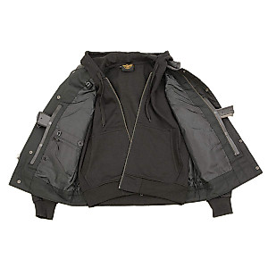 Milwaukee Leather LKM3714 Men's Black Club Style '2 in 1' Zipper Vest with Full Sleeve Hoodie and Quick Draw Pocket - 3X-Large