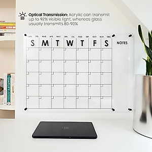 Oversize Premium Acrylic Calendar for Wall | Ultra-Thick Clear Dry & Erase Board | Home Office Monthly Glass Family Planner Guard Mate Plexiglass Whiteboard Large | 18"x14" | GUARDMATE