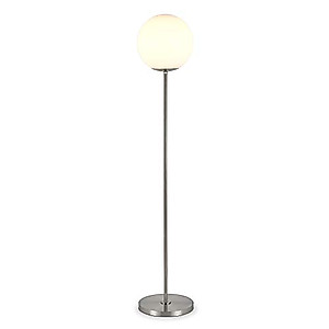 Theia Globe & Stem Floor Lamp with Plastic Shade in Brushed Nickel/White