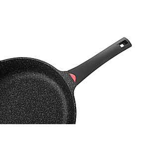 11 Inch Non Stick Deep Frying Pan Granite Coated with Pour Spout - Lightweight 4.27 Quart Skillets and Frying Pans with Comfort Stay Cool Grip Handle - Induction Compatible PFOA Free Frying Pan