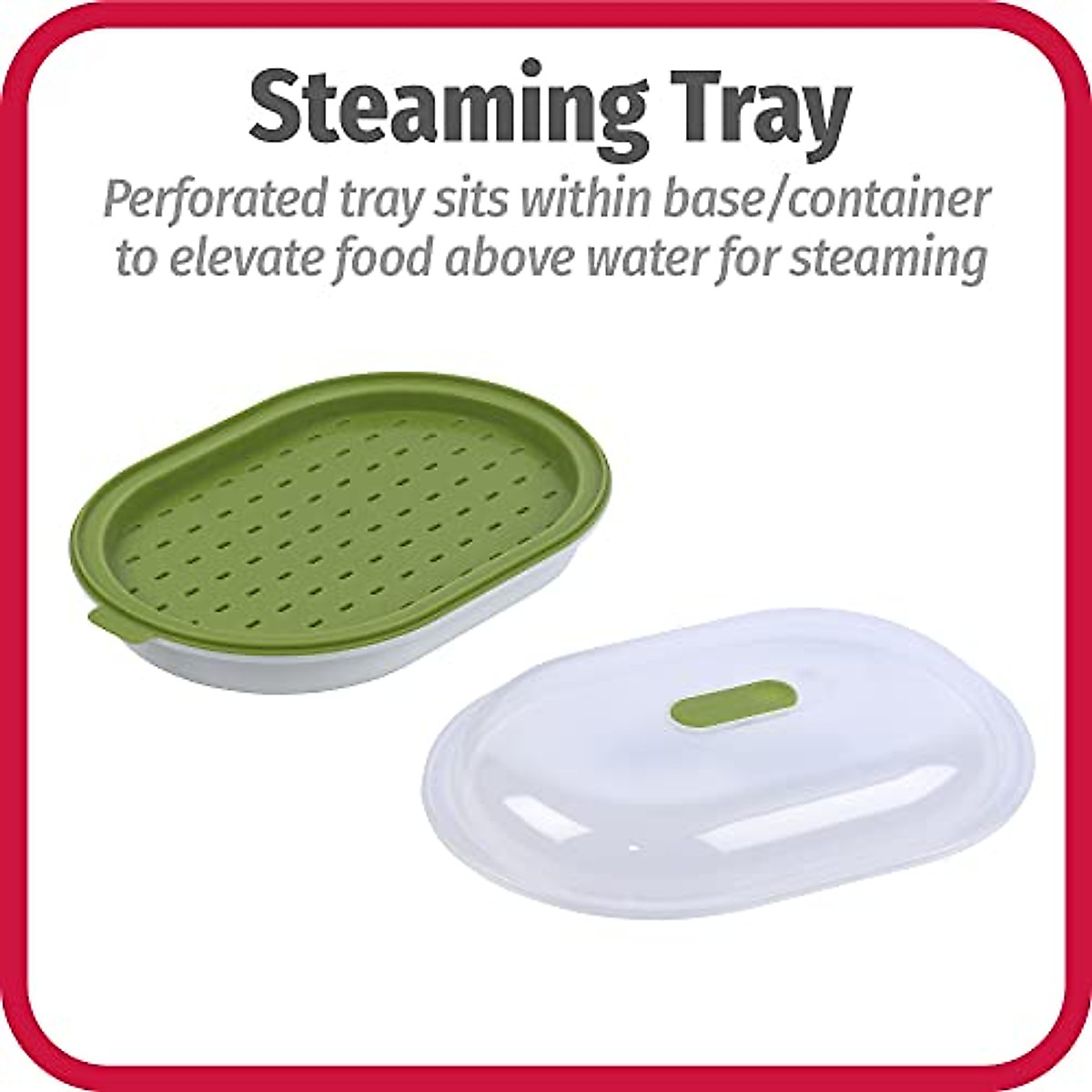 GoodCook BPA-Free Plastic Microwave Vegetable and Fish Steamer, Green