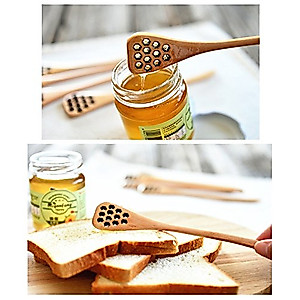 12 Pack Wooden Honey Comb Honey Stick Honey Dipper Spoon, Coffee Stiring Spoon, Tableware for Wedding or Party Favors