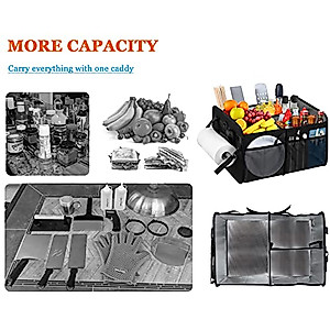 WOMACO Large Grill and Griddle Caddy with Cooler Bag, Outdoor Picnic Caddy with Paper Towel Holder, Camping Utensil Caddy for Outdoor, Camper, Travel, Car, RV (Dark Gray)