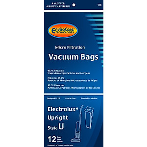 EnviroCare Replacement Micro Filtration Vacuum Cleaner Dust Bags made to fit Electrolux Upright Style U and ProTeam Prolux, ProCare & ProForce Uprights 12 pack
