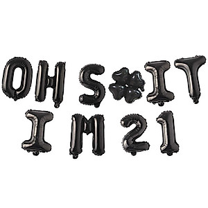 Oh I’m 21! Latex Balloons 16 Inch Black Hallo Twenty Five Cheers to 21 Years Old Theme Decor for Man Woman Happy 21st Birthday Party Photo Studio Prop Flag Decorations Favors Supplies