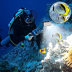 Suptig Diving Light High Power Dimmable Waterproof LED Video Light Fill Night Light Diving Underwater Light Waterproof 147ft for Gopro Hero 11 Hero 10 Hero 9 Hero 8 Hero 7 Hero 5/6/5S/4/3+Action Cam