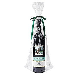 Morepack Clear Wine Bottle Gift Bags 100Pcs 8"x16"+4" Flat Bottom Cellophane Bags