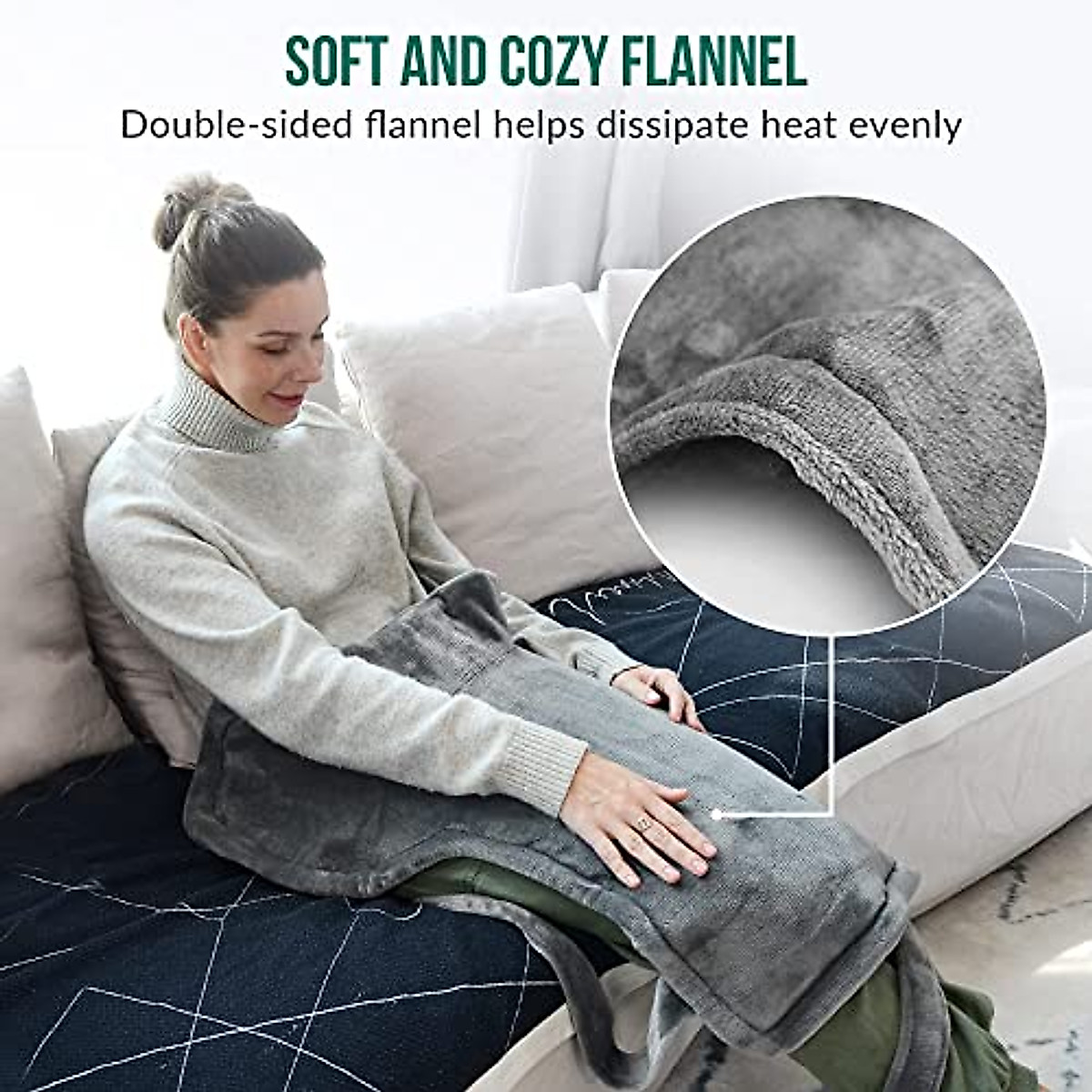Heating Pad for Back Pain Relief, Snailax Electric Large Heating Pad for Neck and Shoulders,Cramps, Neck Warmer Weighted Wearable Back Heated Wrap, 6 Heat Settings & Auto Shut Off, Washable,Gifts