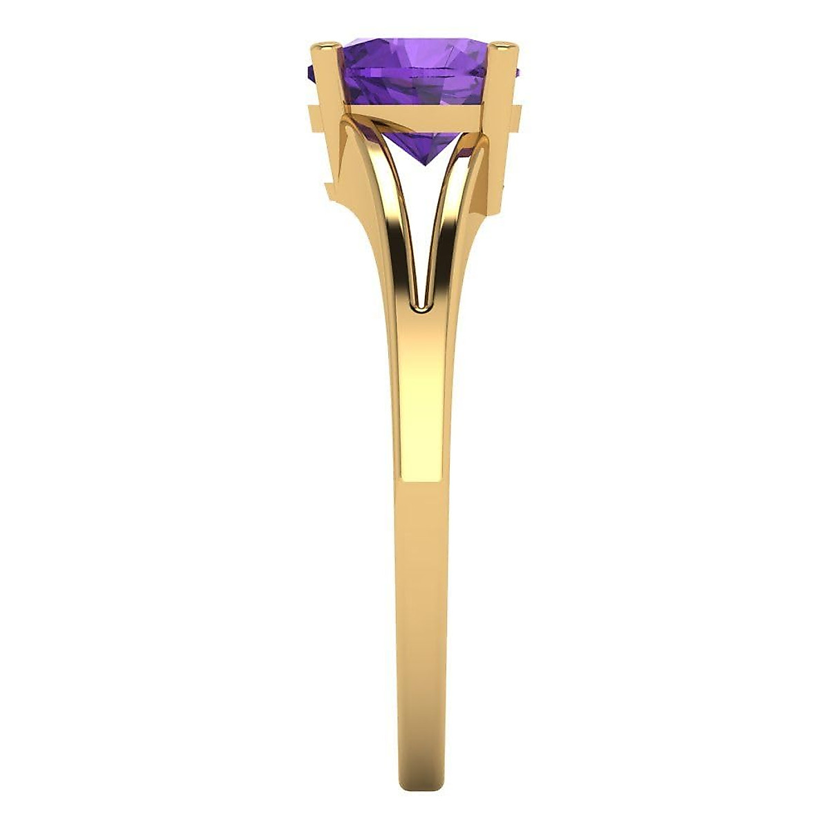 Clara Pucci 1.50 ct Heart Cut Solitaire split shank Natural Amethyst Bridal Designer Anniversary Engagement Ring 14k Yellow Gold