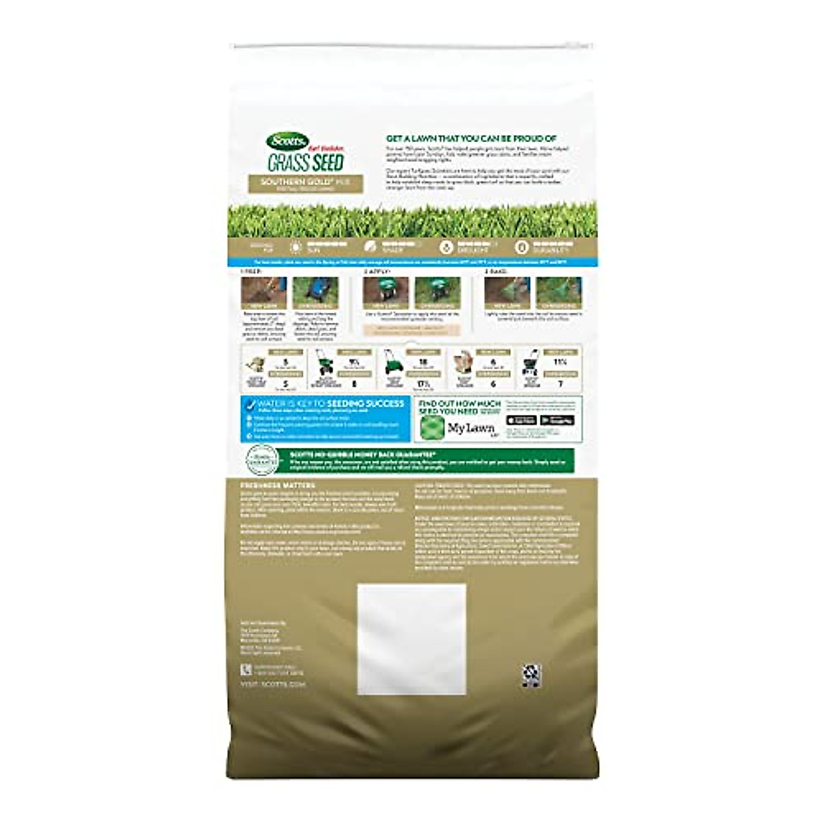 Scotts Turf Builder Grass Seed Southern Gold Mix for Tall Fescue Lawns in The South with Root-Building Nutrition, 32 lb.