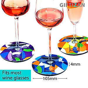 GIFTIZAN - Coasters Set of 8 - Coasters for Drinks Absorbent - Wine Charms for Stem Glasses - 100% Recyclable Premium Felt - with Metal Coaster Holder - House Warming Gifts (Chevron)