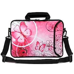 RICHEN 17 inch Laptop Shoulder Bag Carrying Case PC Cover Pouch with Handle Fits 15.6/16/17/17.3/17.4 inch Notebook (16-17.3 inch, Pink Butterfly)