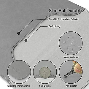 Allinside 13" Laptop Sleeve Compatible with MacBook Air 13 2018-2022 (M2 A2681 M1 A2337)/ MacBook Pro 13 2016-2022 (M2 A2686 M1 A2338 A2251 A2289 A2159), PU Leather Laptop Case, Gray