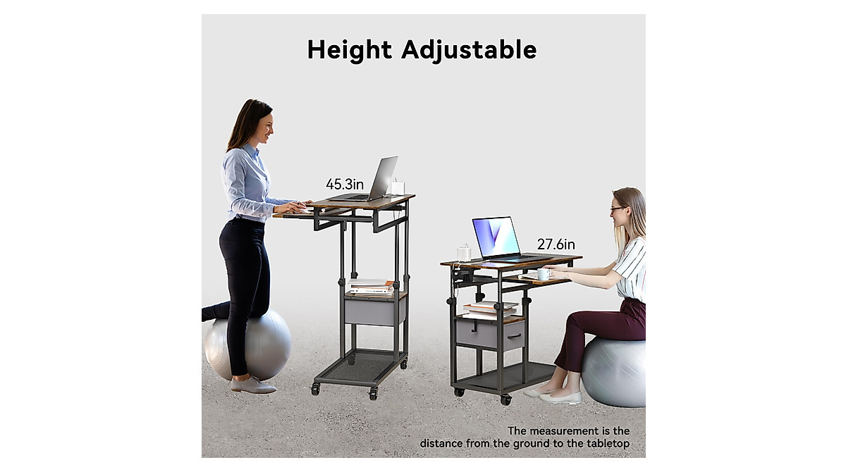Oransail Adjustable C Table with Charging Station - Mobile Laptop Desk