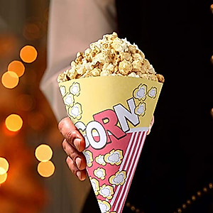 Popcorn Paper Bag Popcorn Bags, Triangle Popcorn Bags for Family Movie Night Baseball Themed Carnival Christmas Birthday Party 50 Pcs Popcorn Favor Bags
