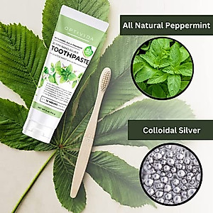 Optivida- Colloidal Silver Infused Coral Toothpaste W/Calcium, Xylitol, and Peppermint Toothpaste 20 ppm Nano All Natural Ingredients - Healthy Gums - Fluoride Free | Glacial Mint & Winter Mint 4 oz