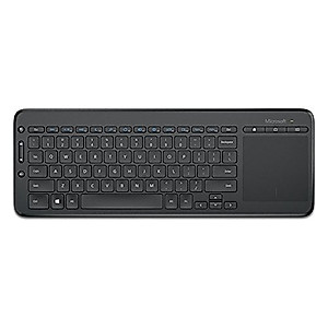 Microsoft Wireless All-In-One Media Keyboard,Black - Wireless Keyboard with Track Pad. USB Wireless Receiver. Spill Resistant Design. 2AAA Batteries Included.