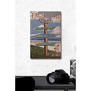 Falmouth, Cape Cod, Massachusetts, Destination Signpost Birch Wood Wall Sign (12x18 Rustic Home Decor, Ready to Hang Art)